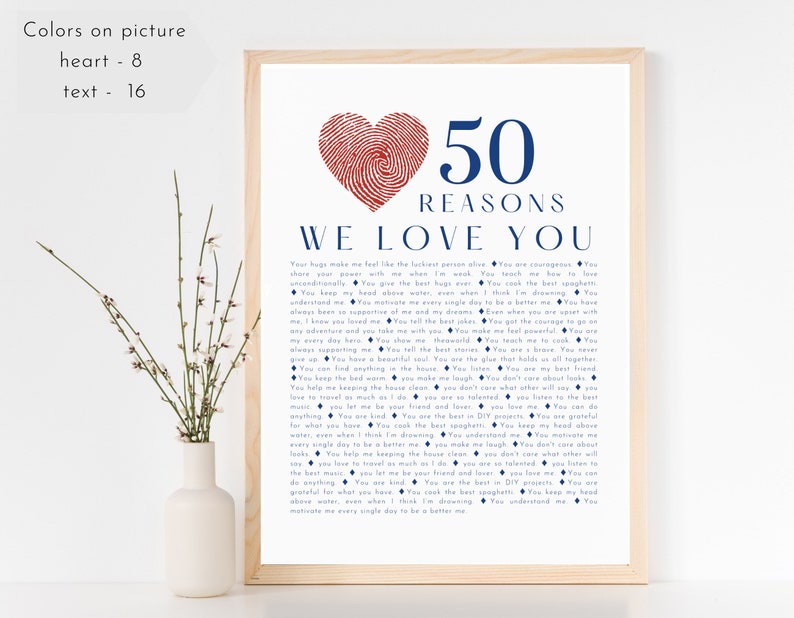 50 Reasons We Love You 40 Reasons Why I Love You Printable - Etsy