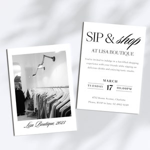 Sip and Shop Event Invite Canva Editable Template, Editable Business ...