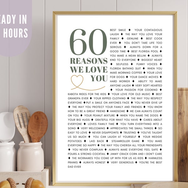 60 Reasons We Love You - Etsy
