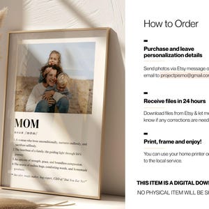 Personalized Mom Photo Poster – Printable Definition Art Print – Mother ...