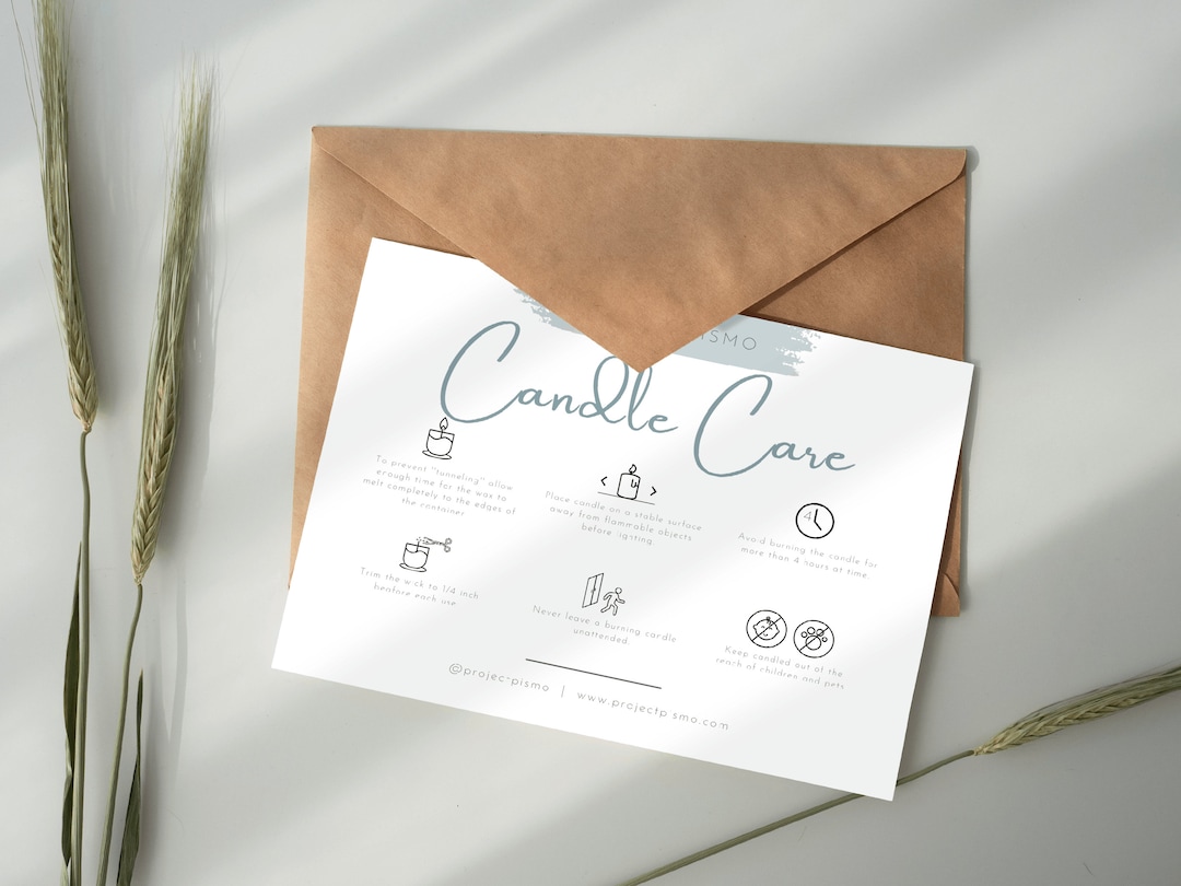 Candle Care Card Template Canva, Editable Candle Safety Guide, Candle ...