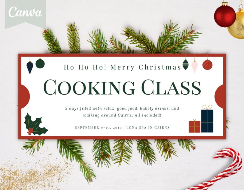 Cooking Class Voucher - EDITABLE Template Custom Gift Certificate ...