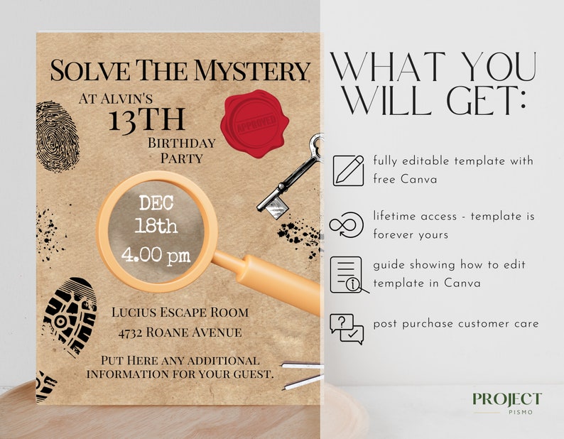 Escape Room Invitation Editable Template Escape Game Party - Etsy