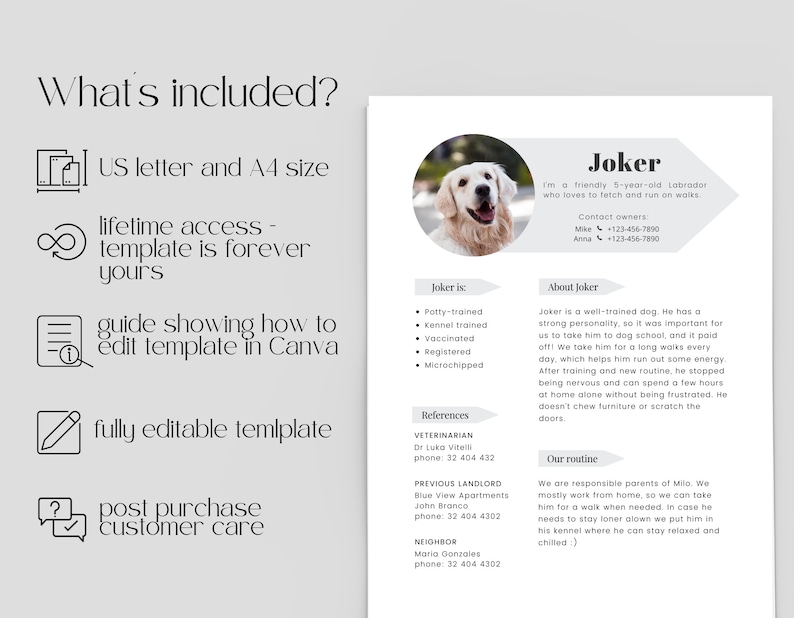 Pet Bio Resume, Renting Dog Profile, Foster Cat Bio, About My Pet ...