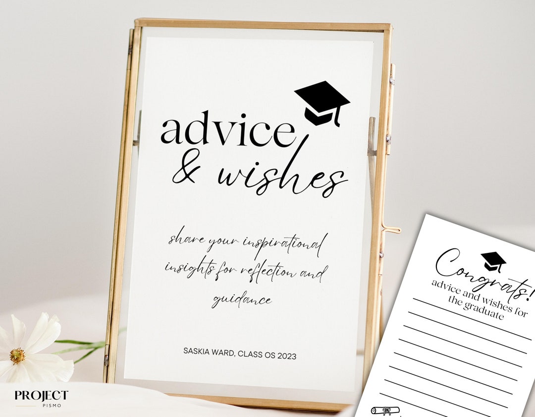 Graduation Advice and Wishes Sign Template, Modern Graduation ...
