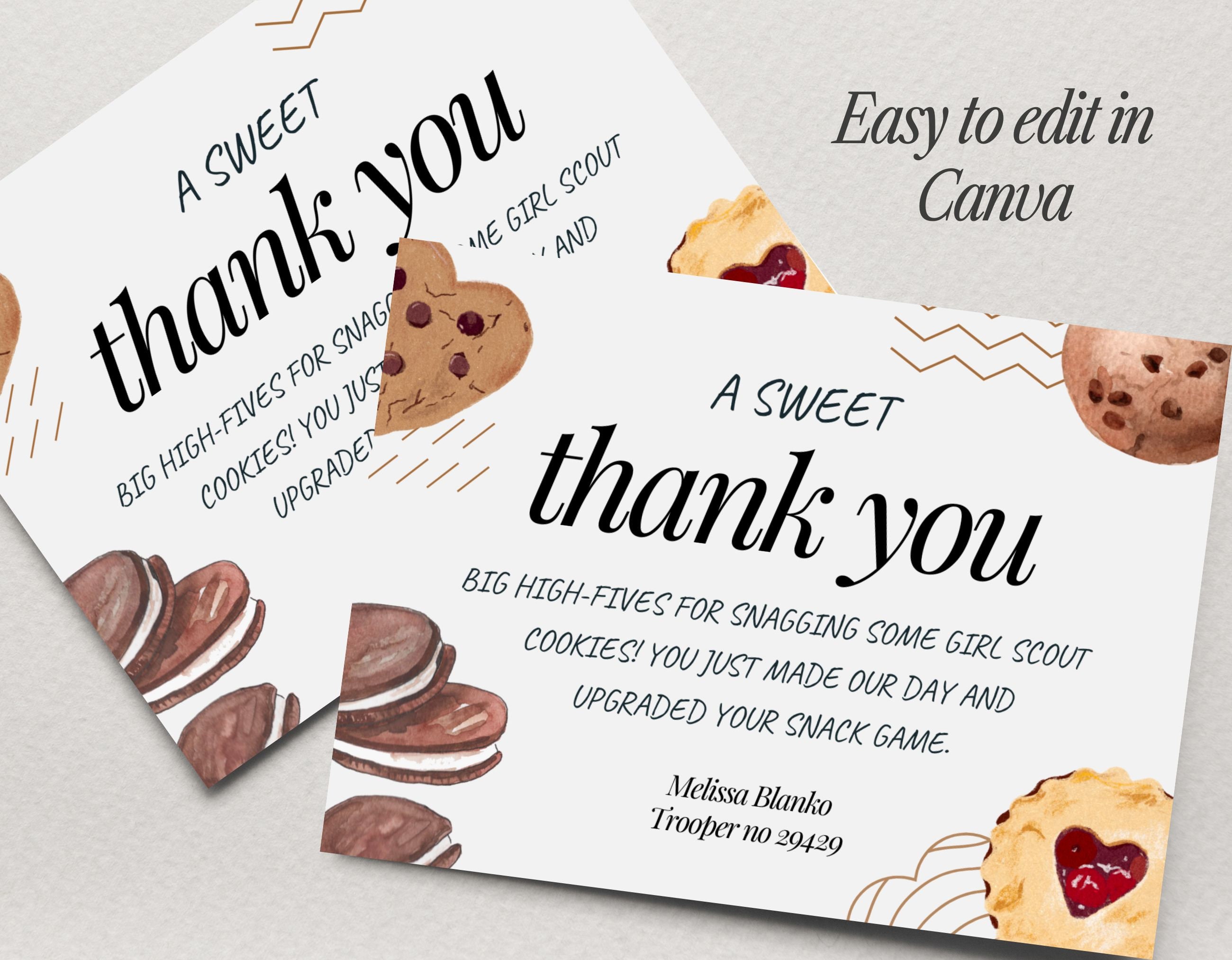Girl Scouts Thank You Card, Canva Editable Template, Girl Scouts ...