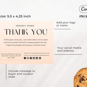 Thank You Note - Order Insert and Cookie Care Card for Home Bakery ...