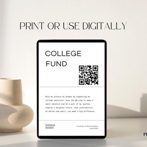 Graduation QR Code Sign, College Fund Template Canva, Venmo QR Code ...