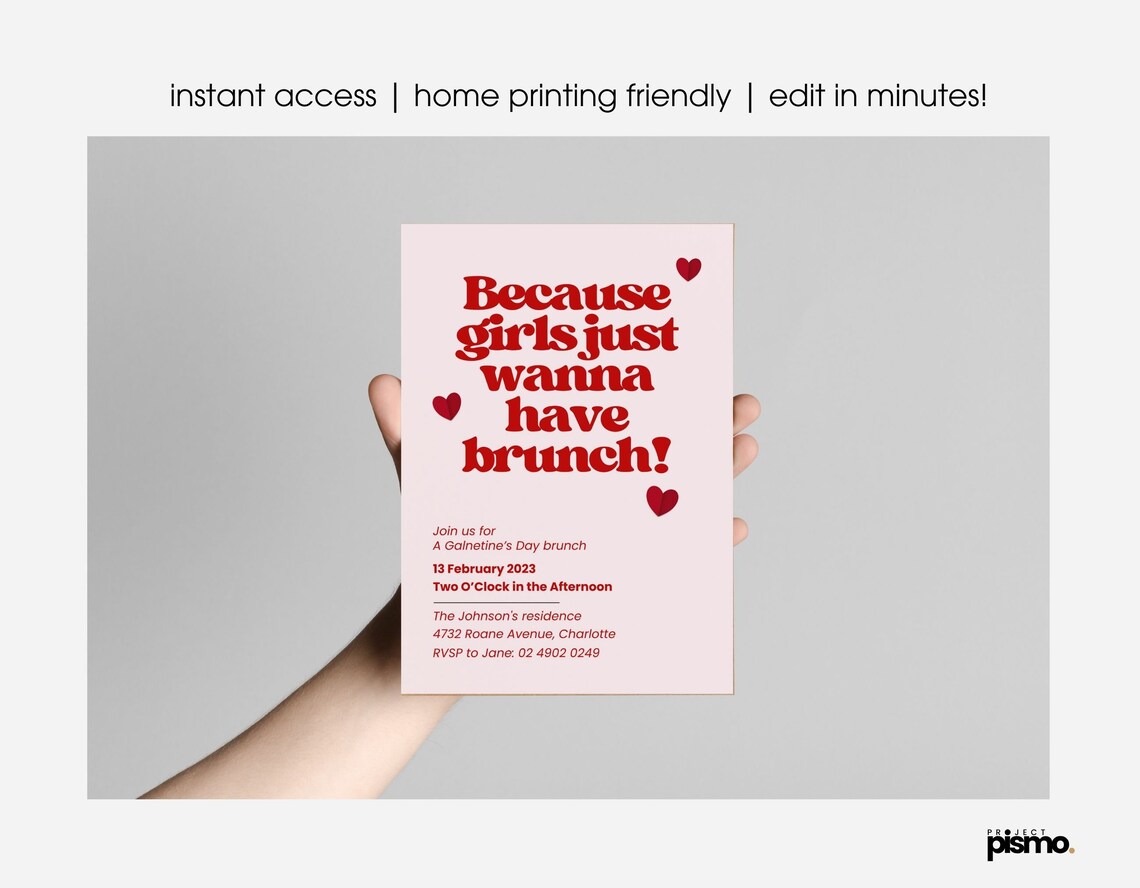 Girls Just Wanna Have Brunch - Funny Galentine’s Party Invitation ...