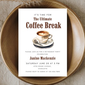 Retirement Party Invitation Template, Ultimate Coffee Brake, Farewell ...