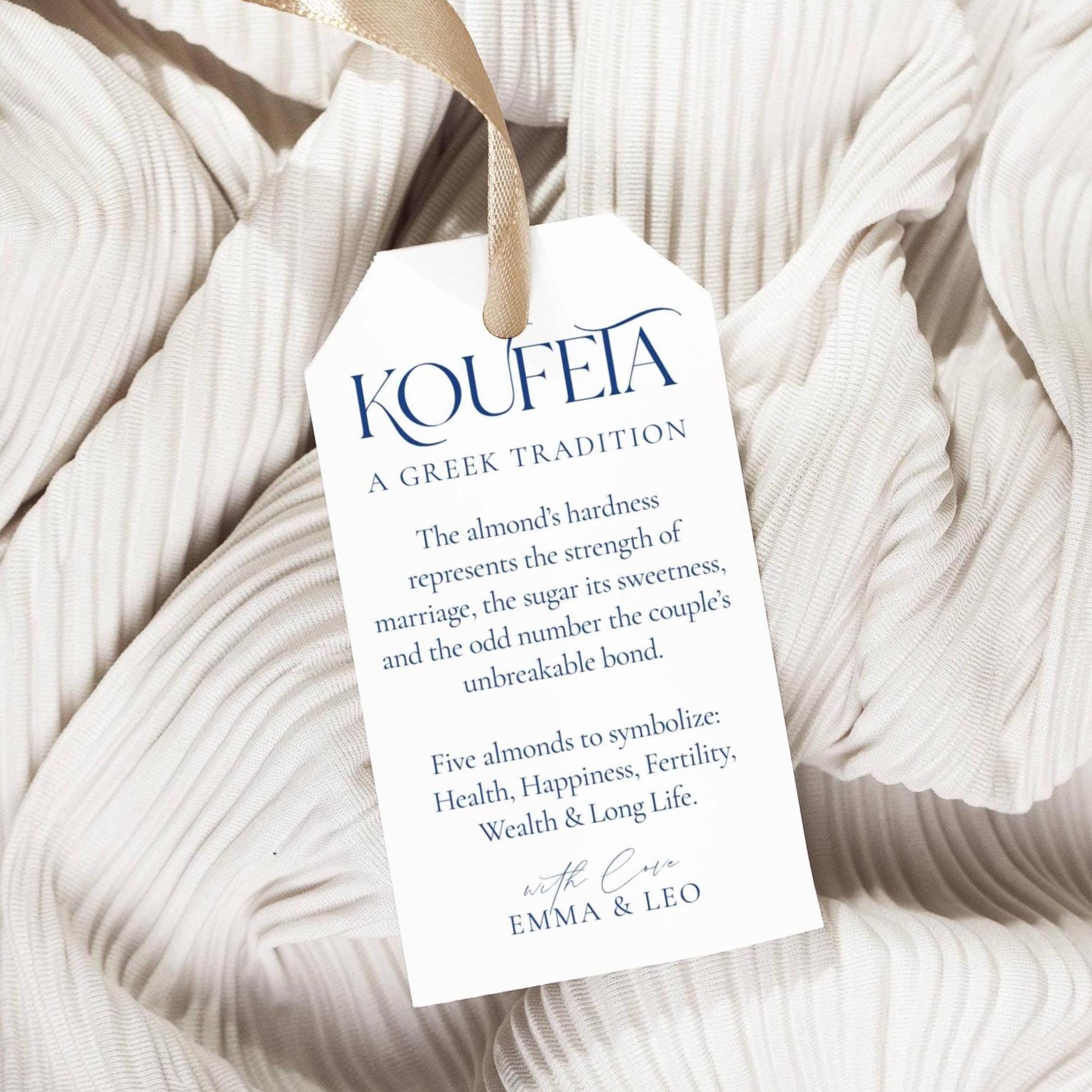 Koufeta Tag and Sign: Greek Wedding Tradition - 5 Jordan Almonds, Five ...
