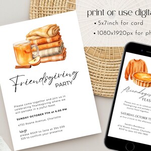 Friendsgiving Invitation Template, Thanksgiving Dinner Card, Fall ...