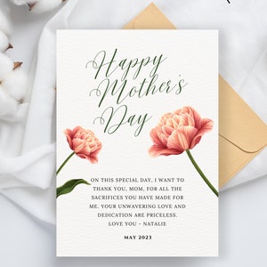 Printable Happy Mother's Day Card - Editable Template, Digital Card for ...