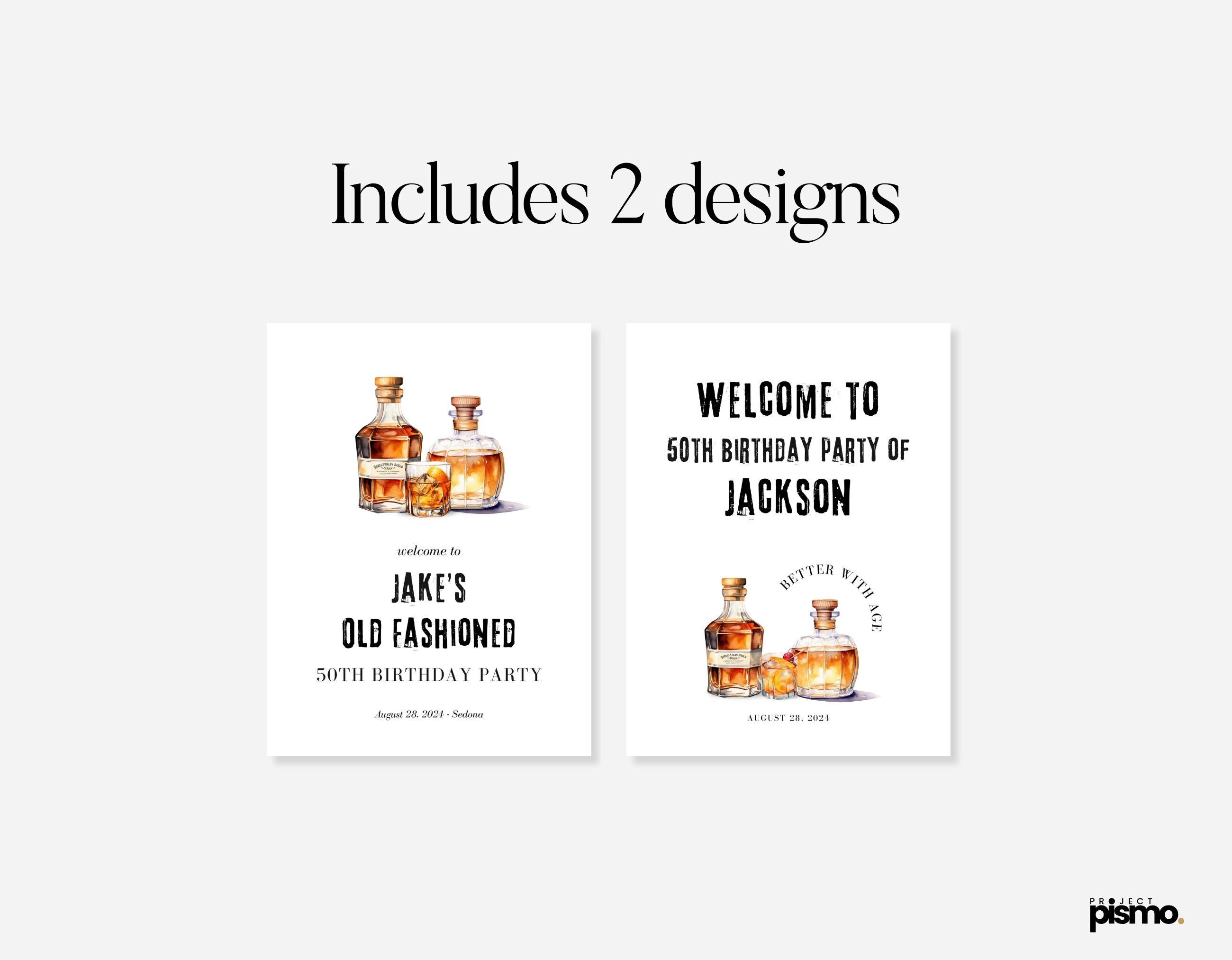 Whiskey Birthday Welcome Sign: Aged to Perfection Party Decor (editable ...