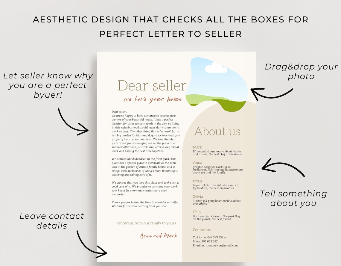 Letter to Seller Template Home Offer Letter Buying a House - Etsy