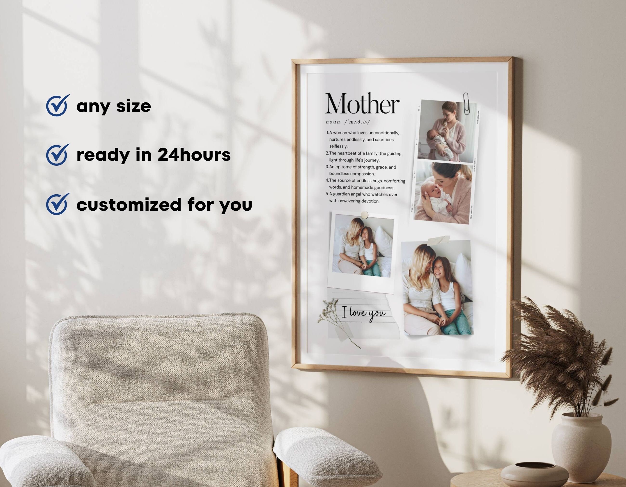 Personalized Mother Definition Poster With Photo Collage, Mom Photo ...