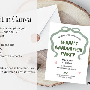 Whimsical Hand Drawn Graduation Party Invite, Handwritten Wavy Border ...