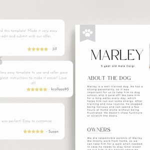 Editable Dog Resume, Pet Bio Cv, Renting Dog Profile, Foster Cat Bio ...