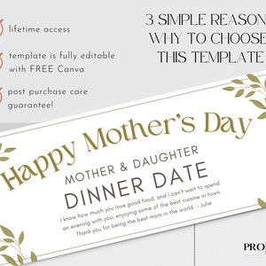 Mom's Favor Voucher Template Editable and Printable, Mum Gift Ticket ...