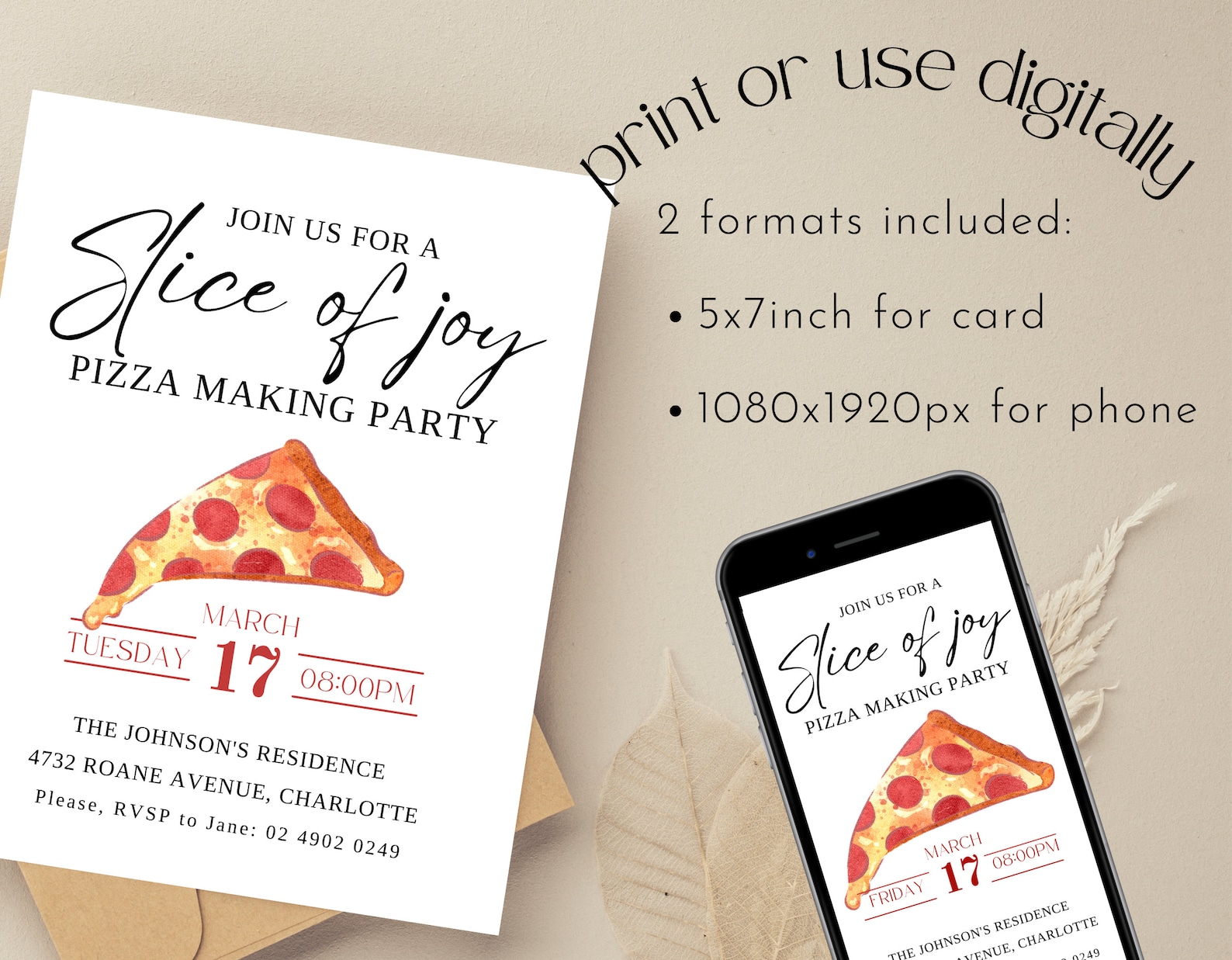 Editable Pizza Making Party Invitation Template Slice of Joy - Etsy