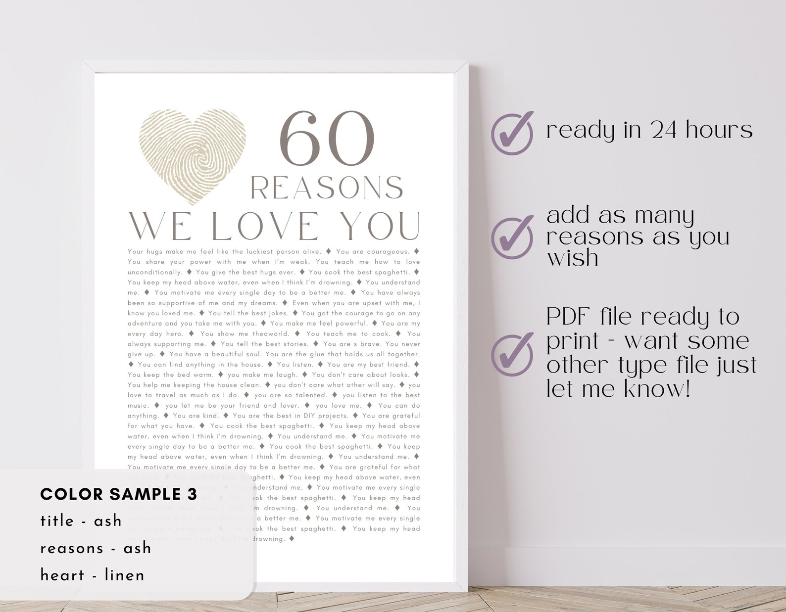 60 Reasons We Love You Mom 60th Birthday Gift From Kids 50 - Etsy