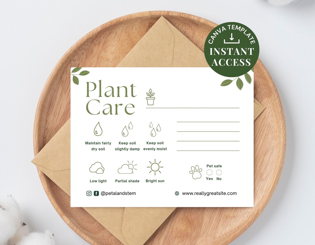 Plant Care Guide Card Template: Succulents, Herbs (canva Editable) - Etsy