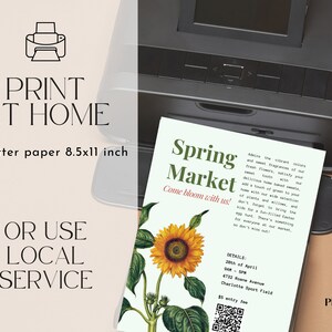 Sunflower Editable Flyer for Spring and Summer Market, Local Event ...