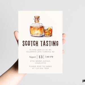 Rustic Whiskey Tasting Invitation: Editable Bourbon Birthday Template ...