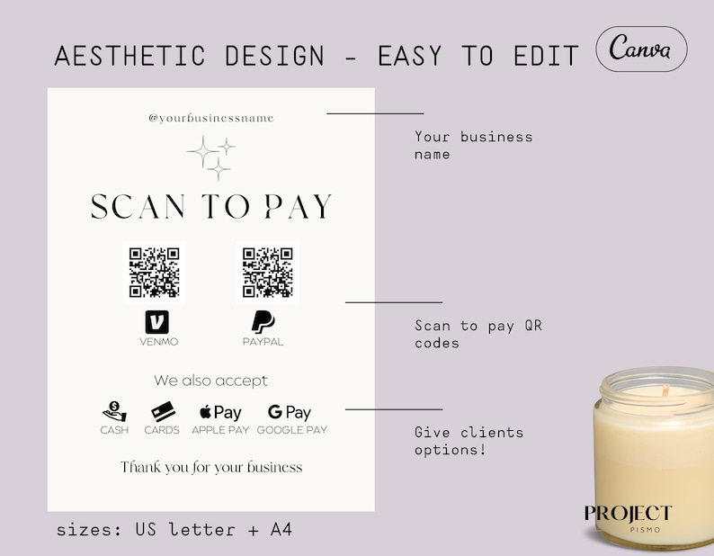 Minimalistic Scan to Pay Sign INSTANT DOWNLOAD Printable QR - Etsy