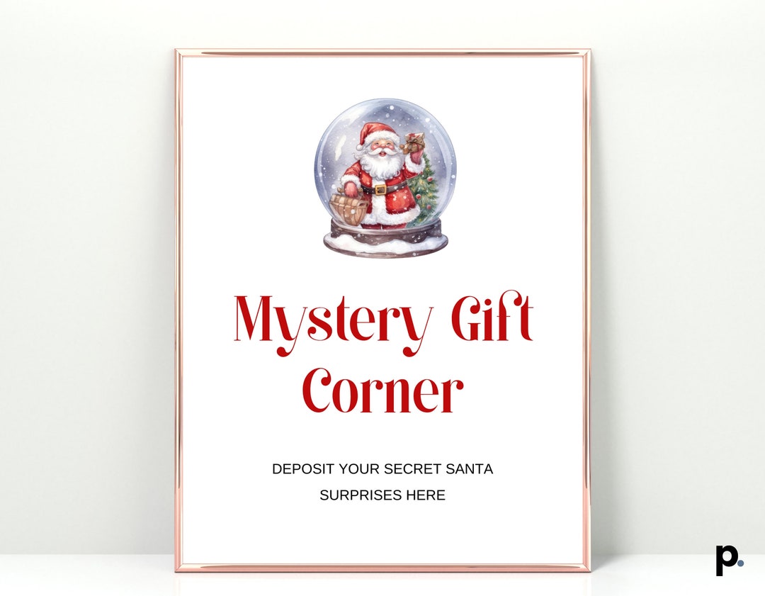 Mystery Gift Corner Sign, Leave Your Gifts Here, Printable Secret Santa ...