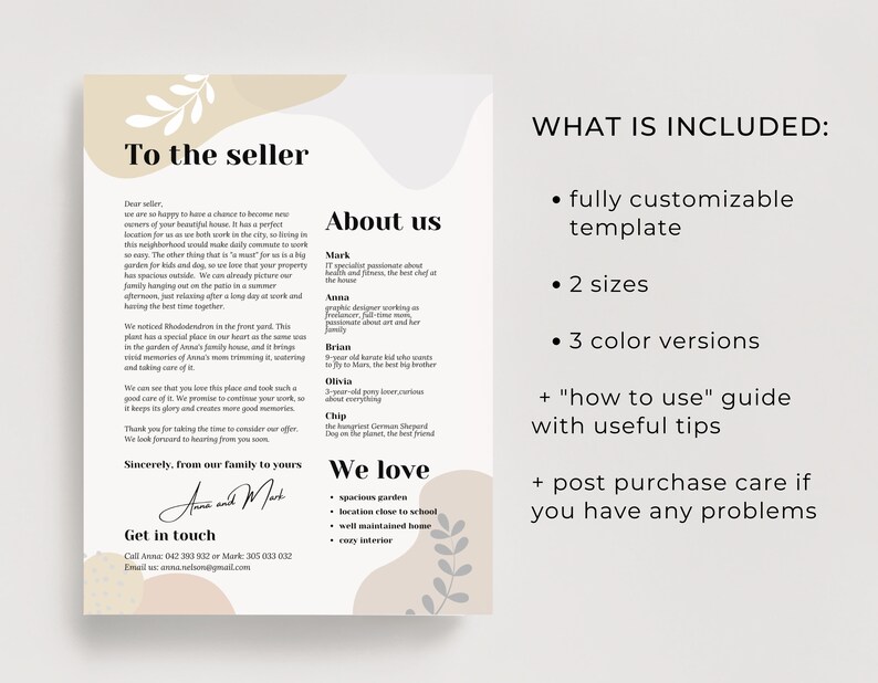 Home Offer Letter Template Minimalistic Letter to House - Etsy