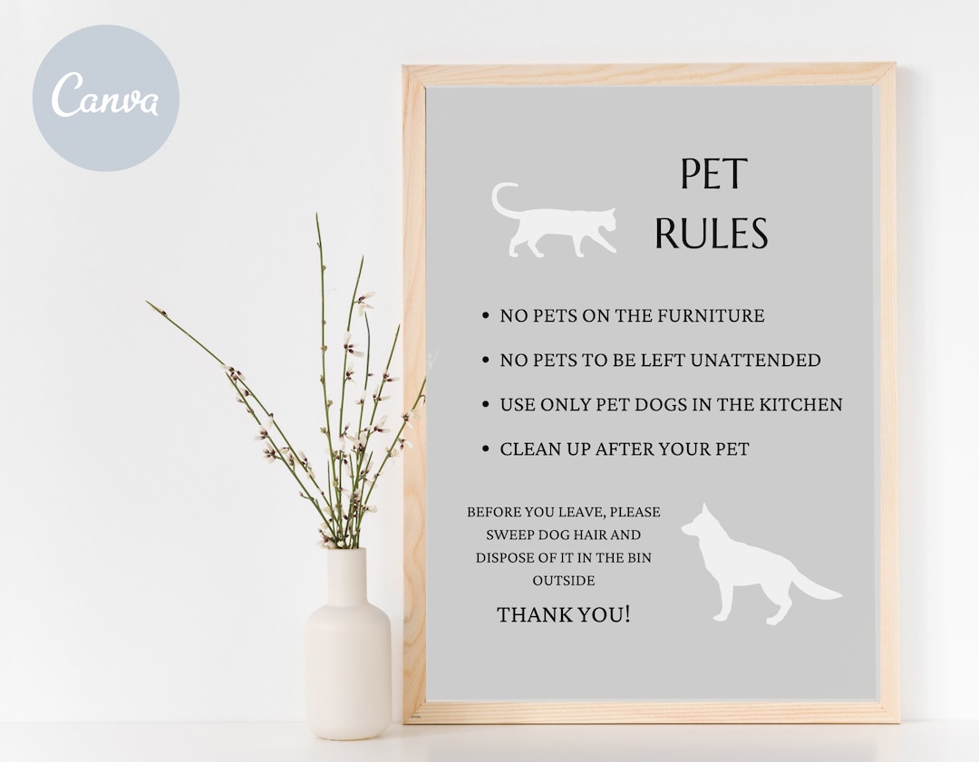 Pet Rules Sign: Airbnb Welcome Poster (digital Download) - Etsy