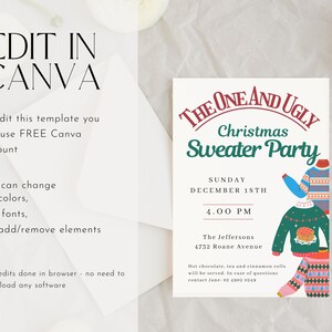 Ugly Sweater Christmas Party Invitation, Editable Template, Funny ...