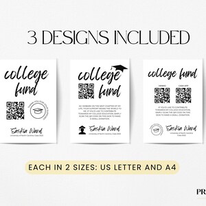 College Fund Sign With Scan to Pay QR Code, Graduation Party Table ...