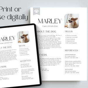 Editable Dog Resume, Pet Bio Cv, Renting Dog Profile, Foster Cat Bio ...