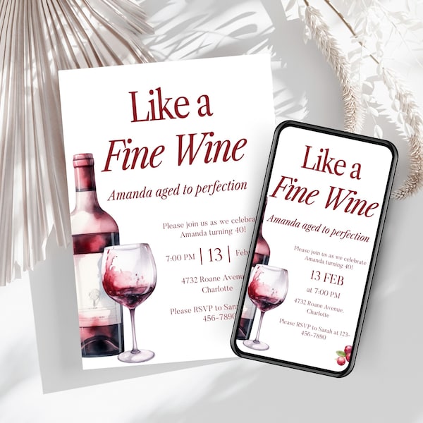 Wine Birthday Invitations - Etsy