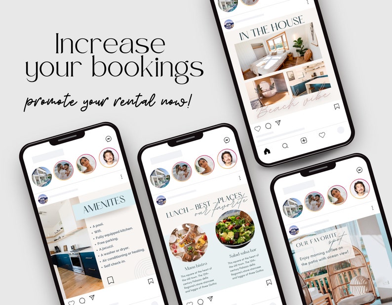 Airbnb Instagram Template 40 Posts With Beach Ocean Vibe - Etsy