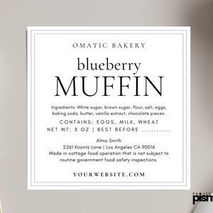 Custom Sticker for Home Baking Business, Cottage Law Label for Muffins ...