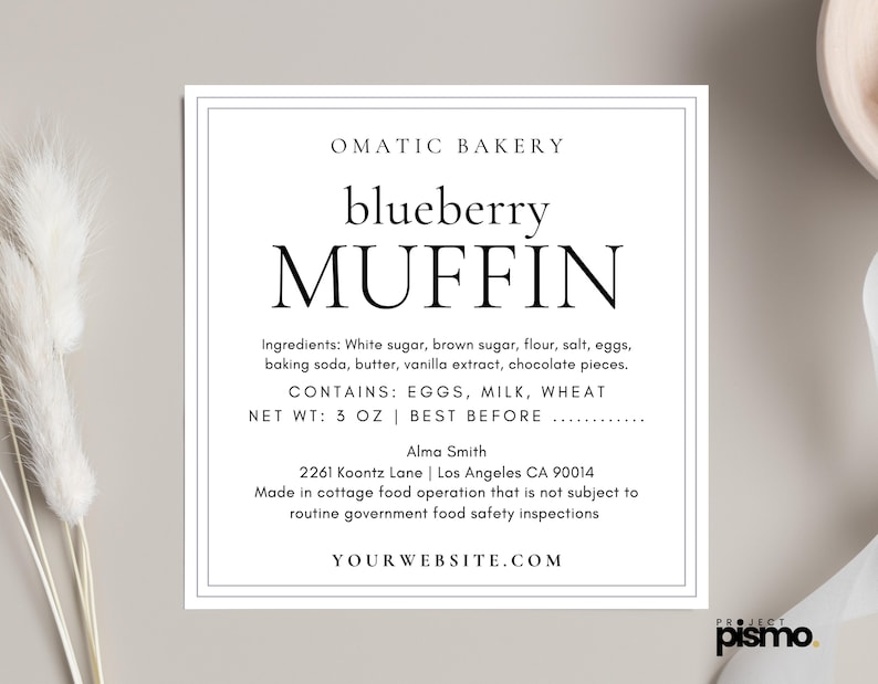 Custom Sticker for Home Baking Business, Cottage Law Label for Muffins ...