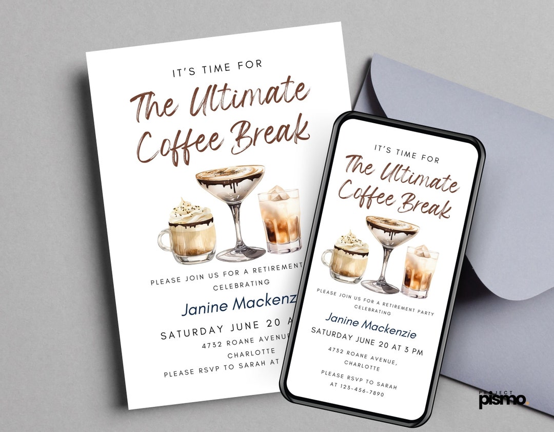 Coffee Break Retirement Invitation: Funny Farewell Party (printable ...