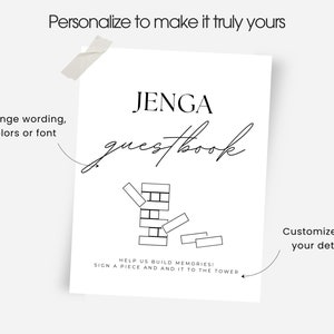 Wedding Jenga Game Sign Simple Jenga Guestbook Sign Jenga Piece With ...