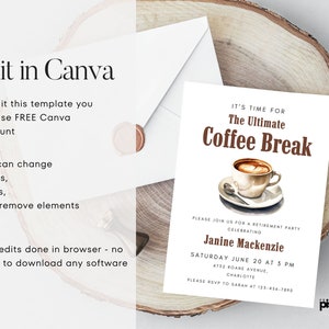 Retirement Party Invitation Template, Ultimate Coffee Brake, Farewell ...
