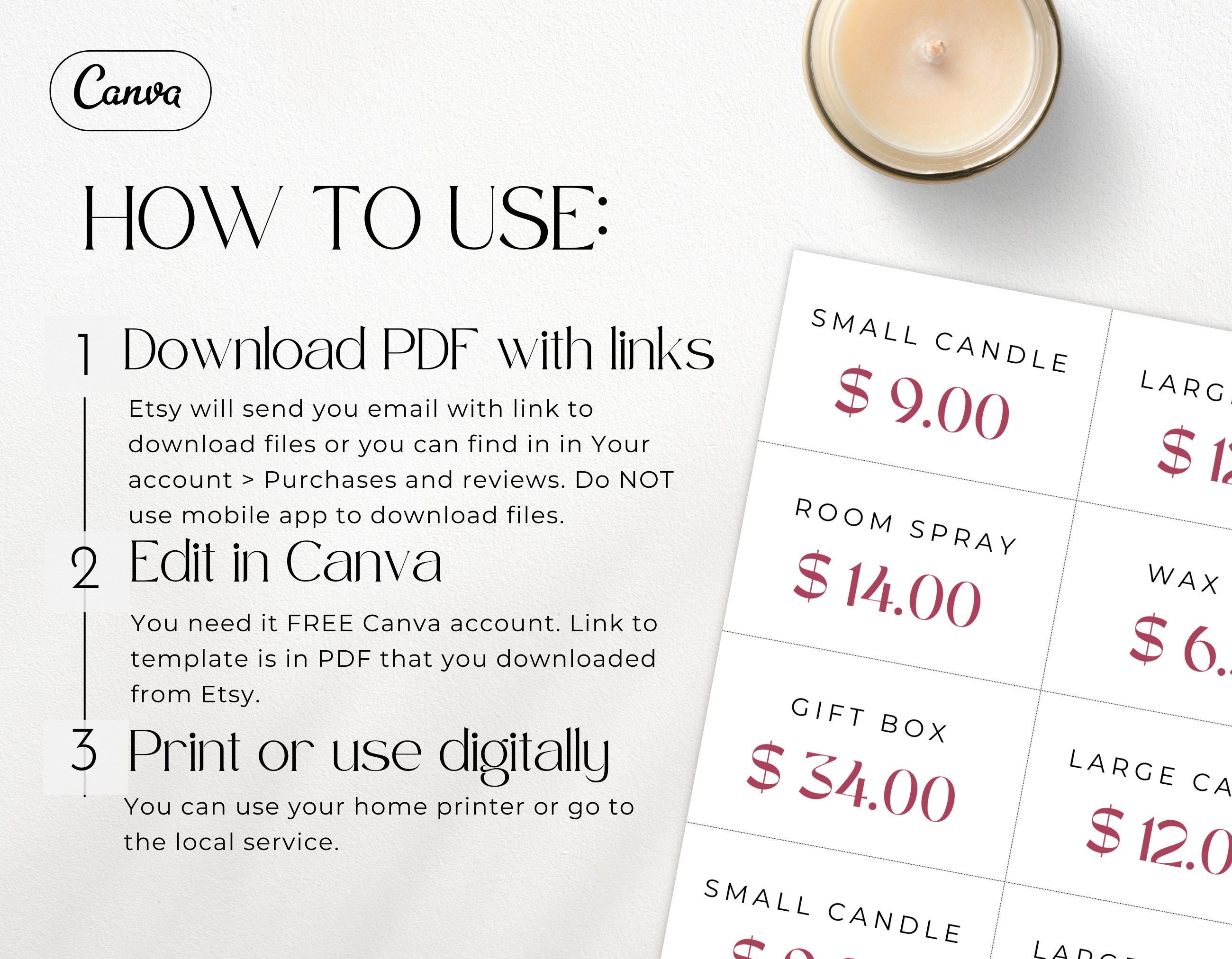 Craft Show Vendor Template Bundle: Price List, Order Form (digital ...