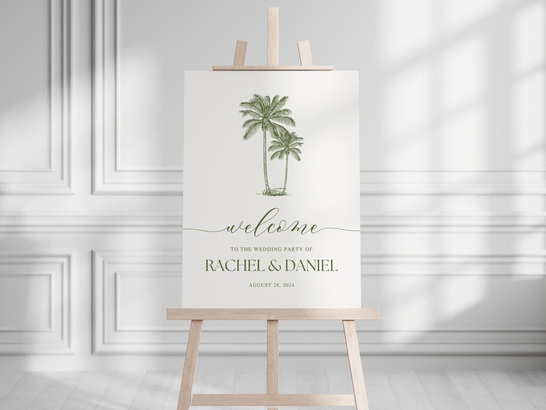 Palm Tree Wedding Sign, Destination Wedding Welcome Sign, Welcome to ...