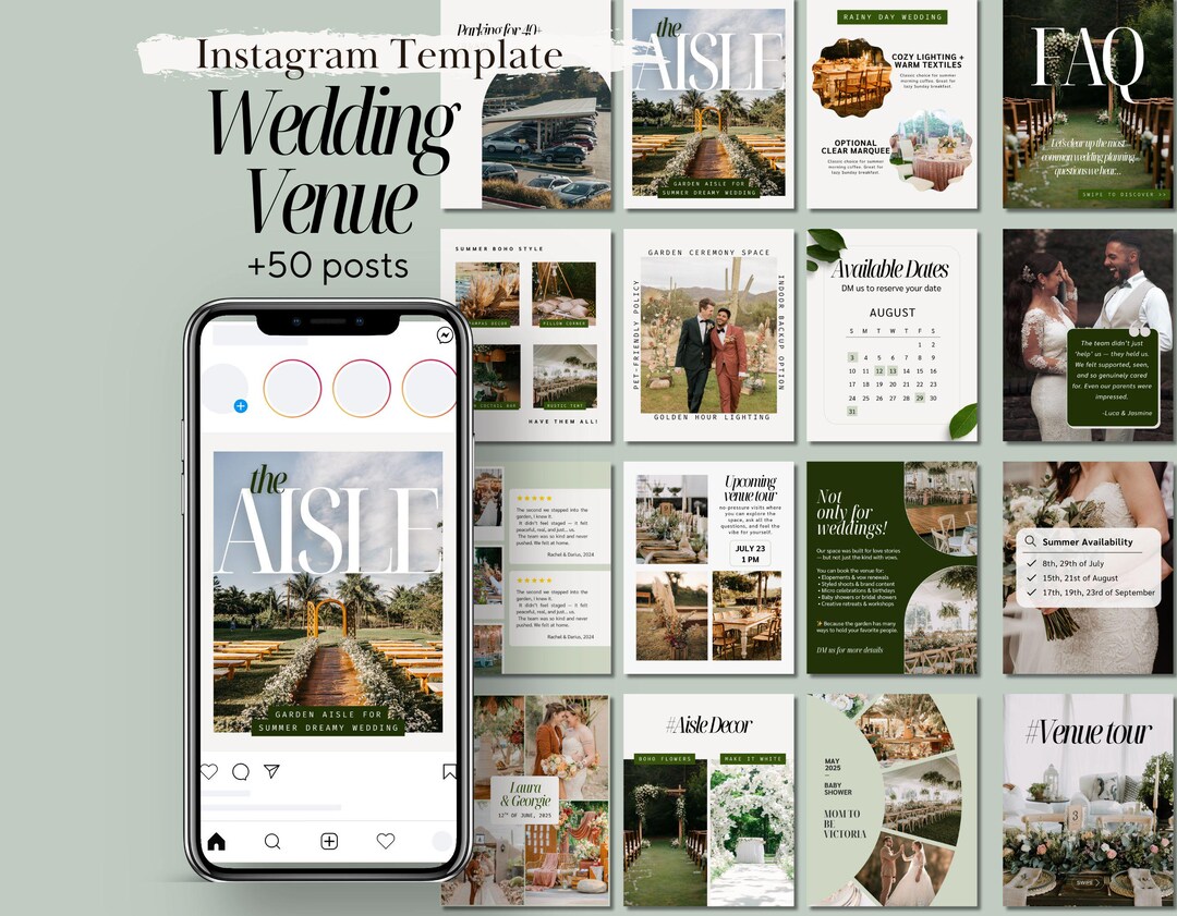 Event Venue Hire Instagram Templates, Sage Wedding Venue, Space Rental ...