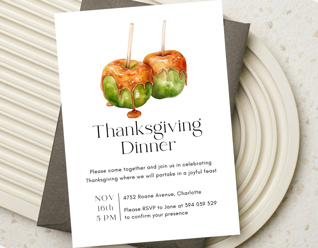 Editable Template for Thanksgiving Dinner Invitation, Thanksgiving ...