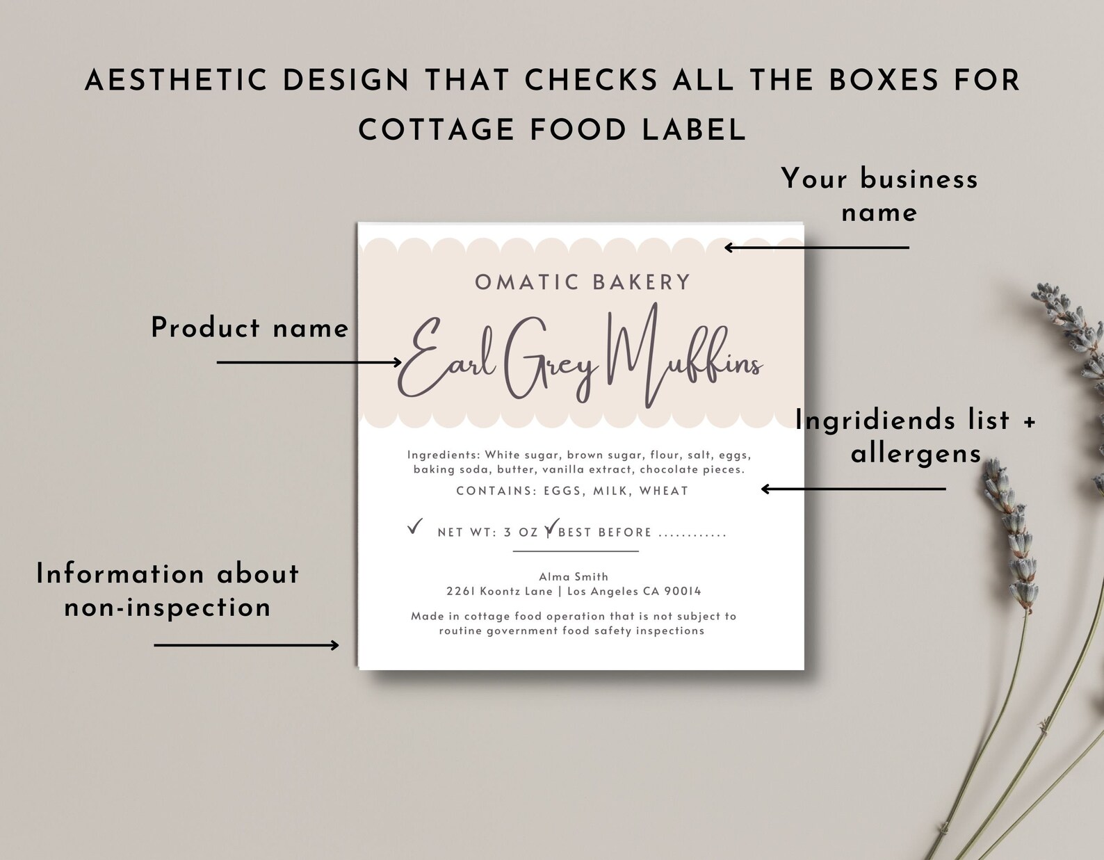 Cottage Law Template for Food Labels Cute Custom Home Bakery - Etsy