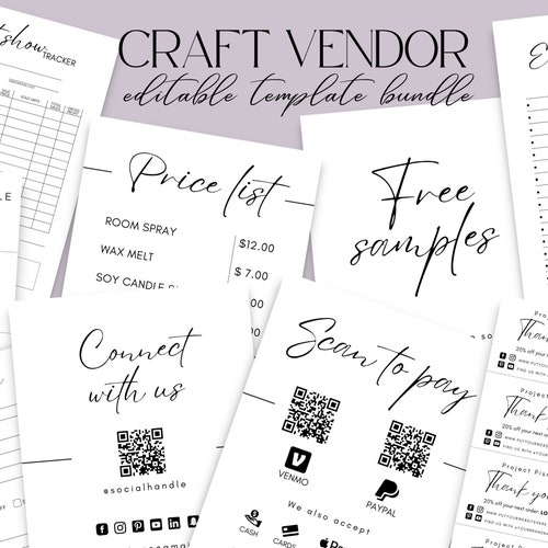 Craft Fair Display Signs Template for Holiday Market Show - Etsy