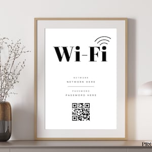 Printable QR Code Wifi Password Sign, Scan to Connect, Free Wi-fi Sign ...