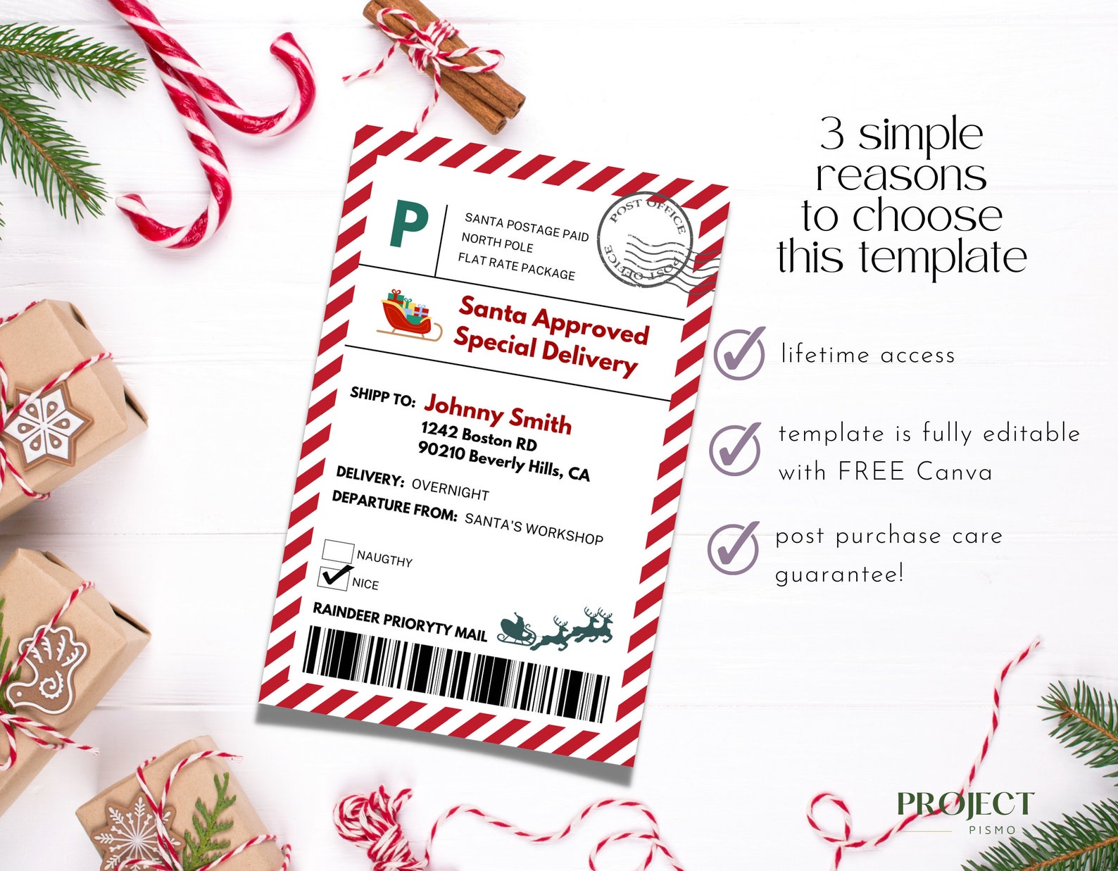 EDITABLE Santa Delivery Label Christmas Box Label Template - Etsy